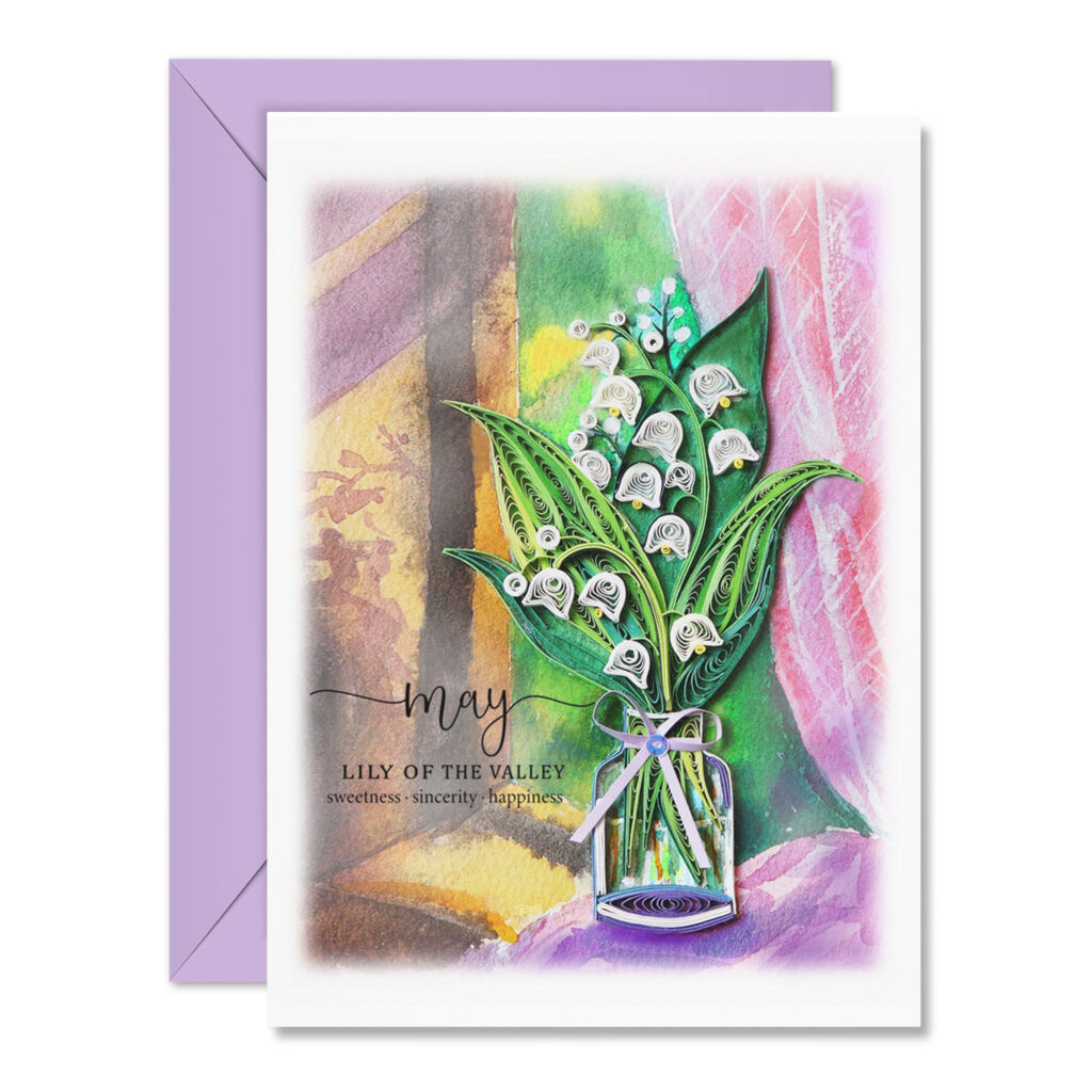 MAY BIRTH FLOWER LILY OF THE VALLEY CARD – Tumybee
